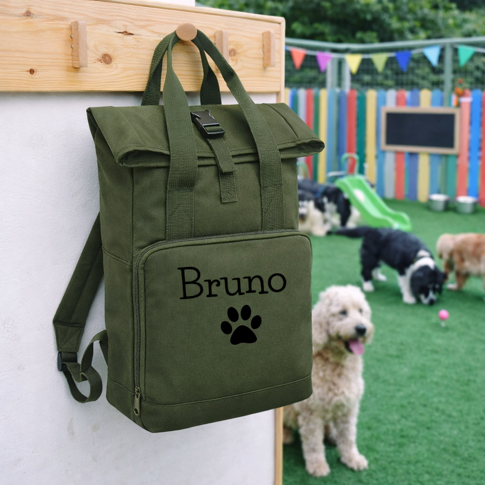 Personalised Dog Walking Rucksack - Recycled Roll Top Backpack ...